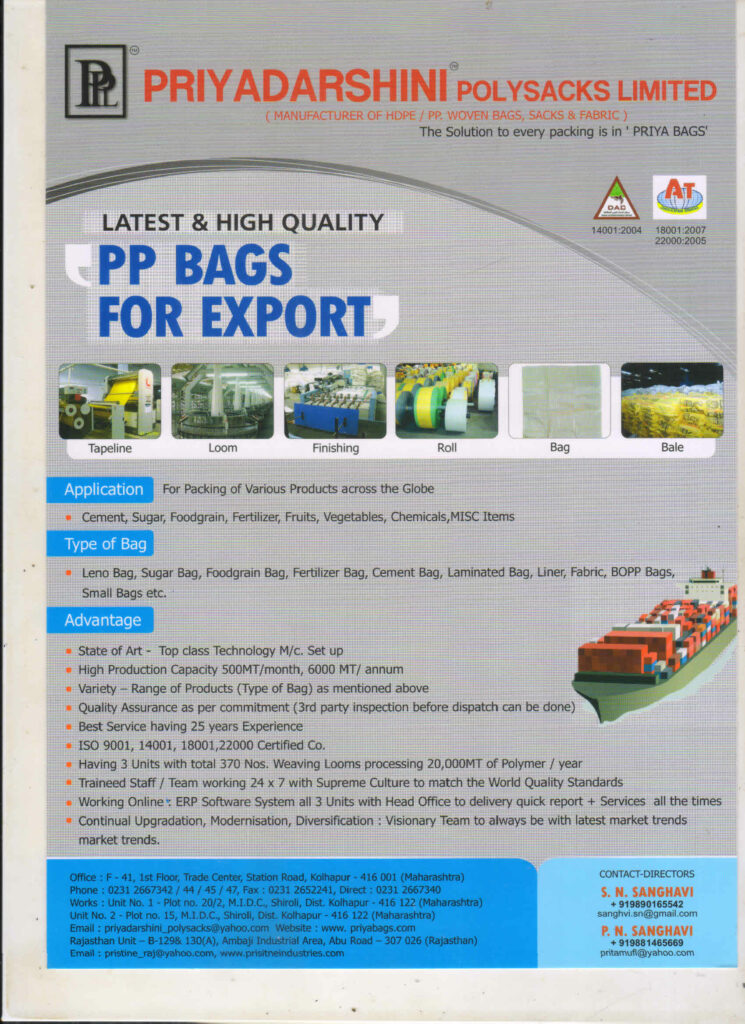 PP Export Bags(Customized) – Priyadarshini Polysacks